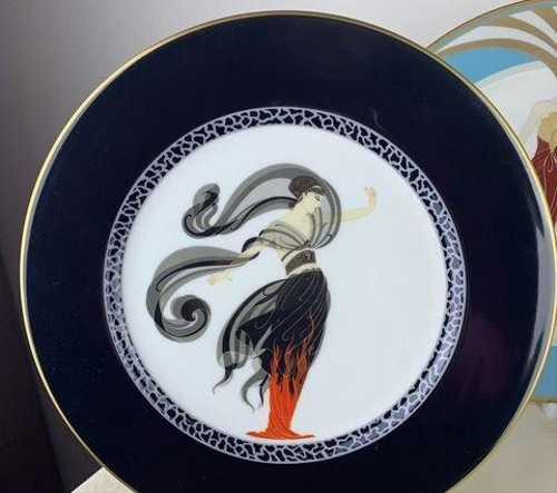 Настенная тарелка эрте, костяной фарфор, Япония