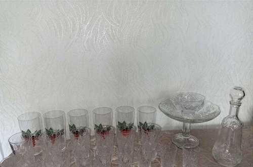 Рюмки СССР стаканы хрусталь графин фруктовница