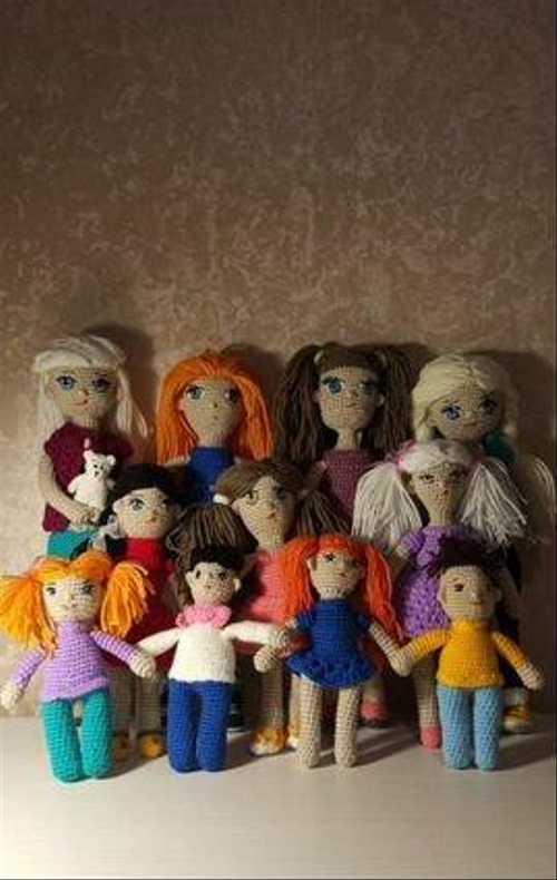 Вязаные куклы (оригинальные) 30 см, 21 см, 15 см