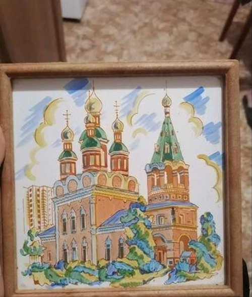 Картина панно керамика СССР винтаж