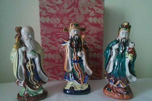 Статуэтки "Три китайских звездных старца " Китай