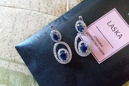 Серьги сапфир серебро