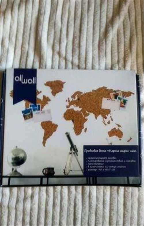 Пробковая доска "Карта мира"