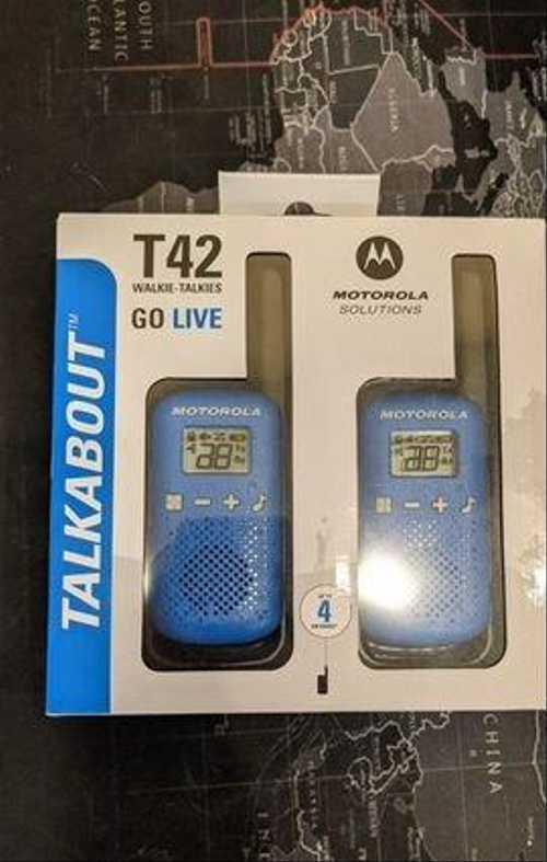 Комплект раций Motorola Talkabout T42 синий, новые