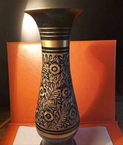 Винтажная ваза, латунь, ручная резьба. Афганистан