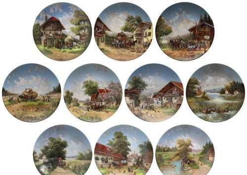Коллекционная серия тарелок деревня пейзаж тираж