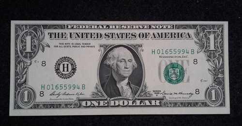 1 доллар США 1969 г. H 01655994 B. UNC