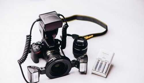 Фотоаппарат Nikon D3500kit + 60mm macro 2.8; YN-EX