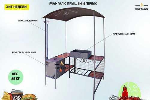 Гриль Мангал барбекю с крышей