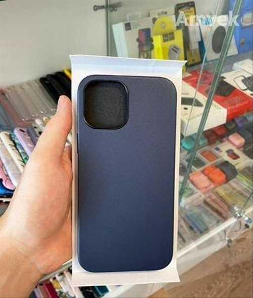 Чехол на iPhone 12 Pro Max "Puloka" (Кожа) Синий