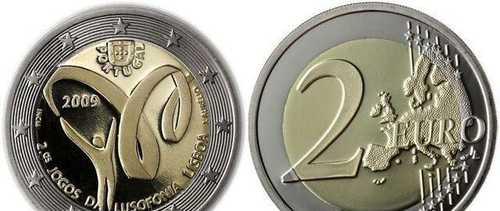 Монета 2009 г. Португалия Португалоязычные игры