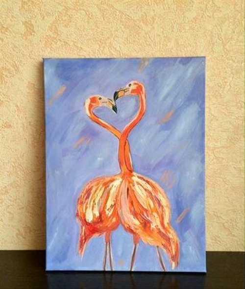 Картина маслом Фламинго