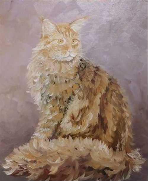 Картина маслом рыжий кот "Лео"