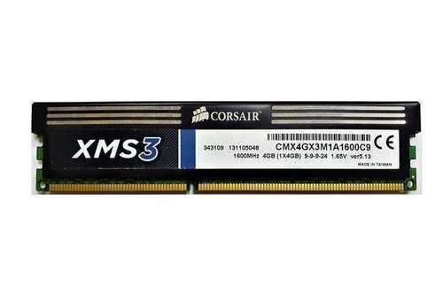 Corsair CMX4GX3M1A1600C9 4Gb dimm DDR3, гарантия