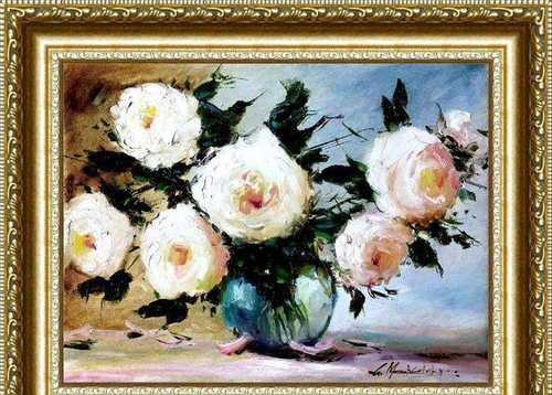 Картина маслом на холсте Белые Розы