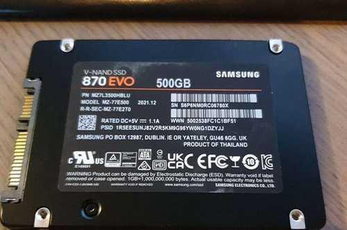 Новый SSD 500Gb Samsung 870EVO