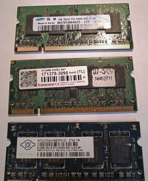 Оперативная память 1гб, 512мб.,DDR2,sodimm, 667MHz