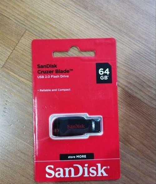 Флешка USB sandisk 64гб, (sdcz50-064g-b35) (Новая)