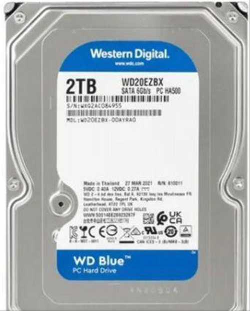 2 тб WD blue (WD20ezbx) чек/гарантия, новый