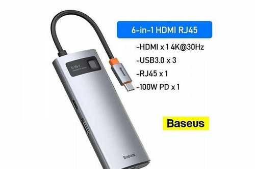 Baseus USB-C hub 6-in-1 (новый) 4K