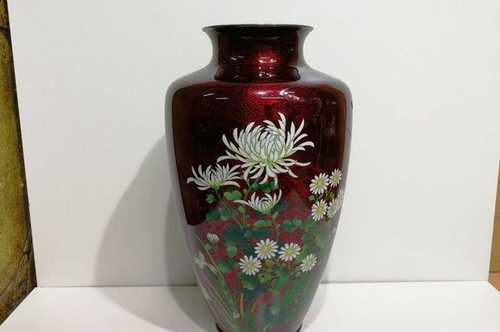 Старинная ваза 31см эмаль гильоше Клуазоне Япония
