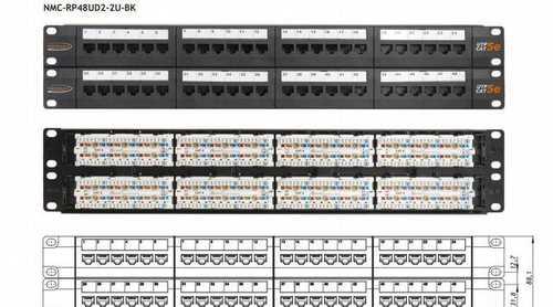 Патч панель nikomax 2U, 48 портов, Кат.5e