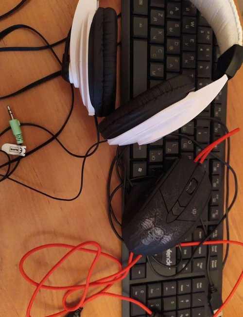 Наушники+клавиатура+мышка+коврик