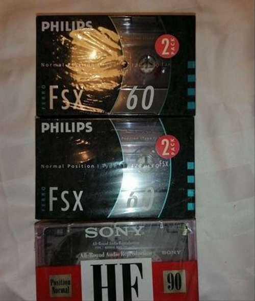 Аудиокассеты новые Philips Sony
