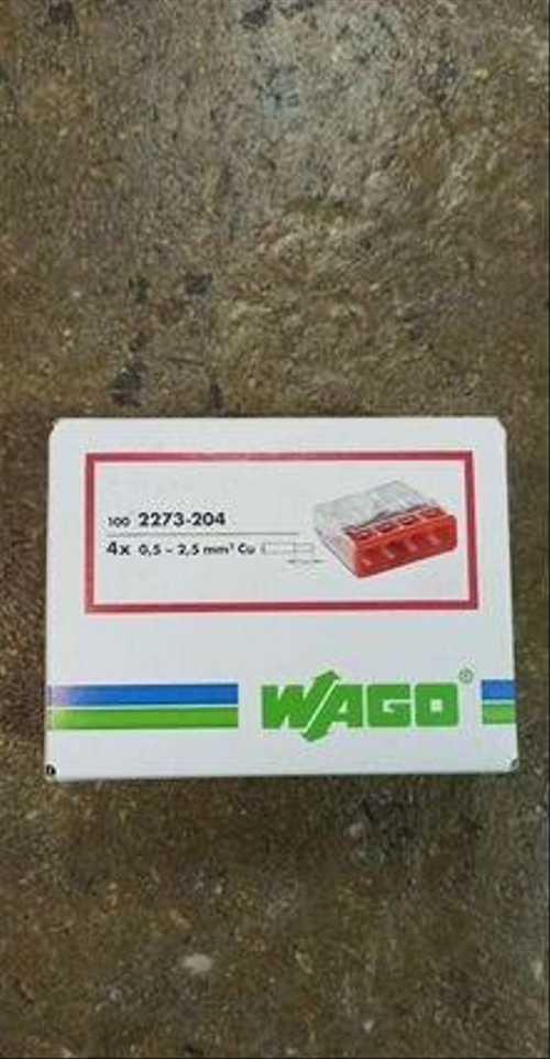 Клемма wago 4x2.5мм красная/прозрачная (2273-204)