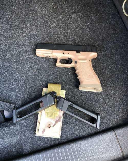 Страйкбольный пистолет Kjw Glock 17 tan