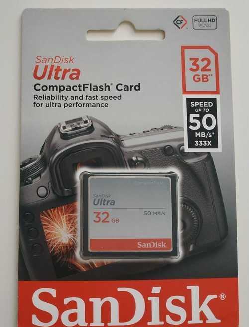 Новая карта памяти SanDisk Ultra CompactFlash 32Gb