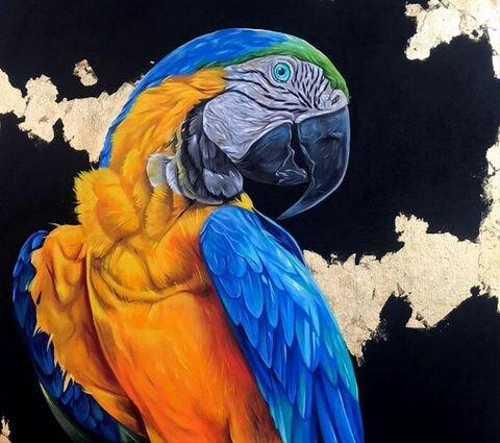 «Попугай Ара» картина маслом для интерьера