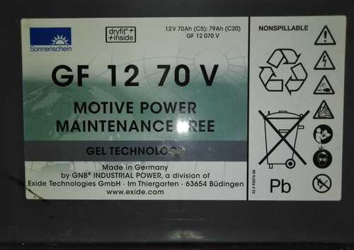 Тяговый аккумулятор Sonnenschein GF 12 70 V