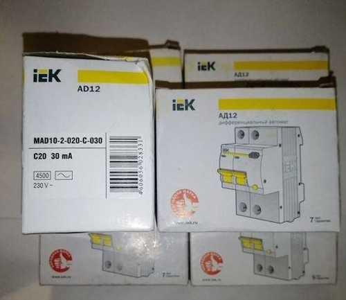 Дифференциальный автомат IEK ад12 2П 30 мА C 4.5 к