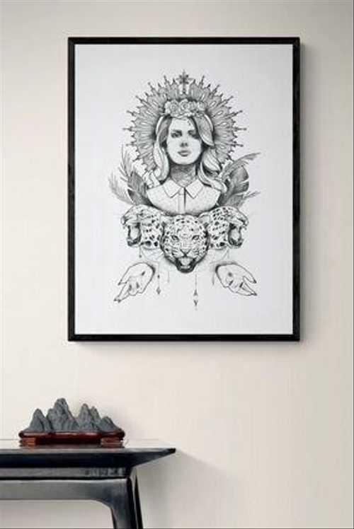 Плакат "Просто Постер" Лана дель Реи в черно-белом 40x50 в подарочном тубусе