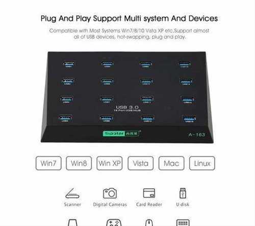 Хаб Sipolar промышленный 16 портов