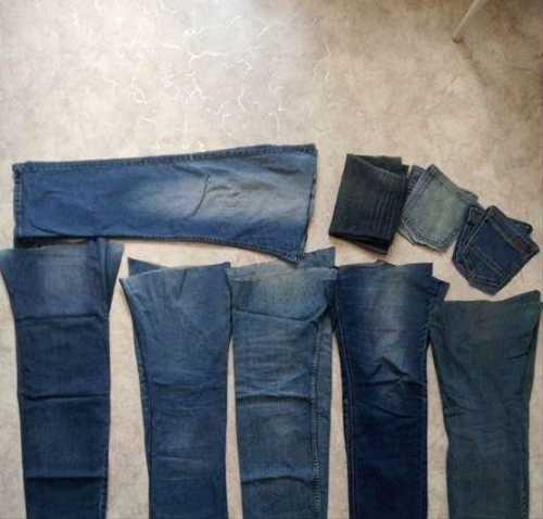 Отрез джинсовая ткань, карманы и нашивки