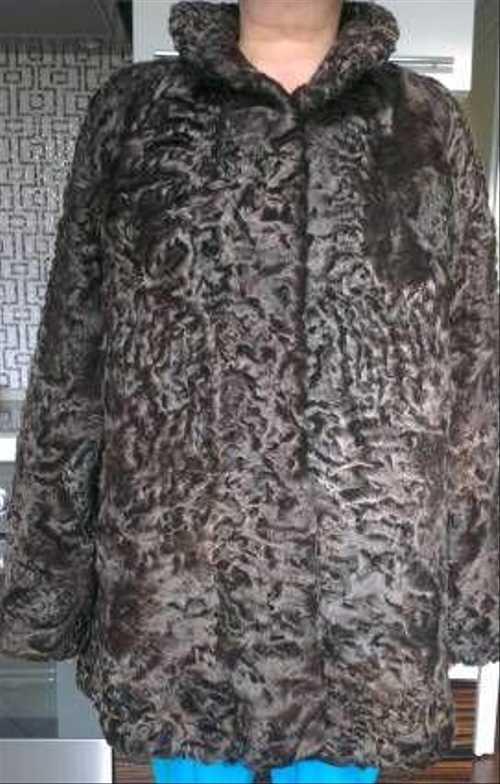 Шуба из коричневой каракуль-каракульчи