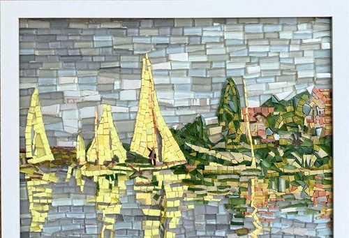 Мозаика из смальты «Лодки» по мотиву Клода Моне