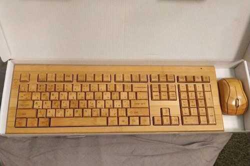 Бамбуковая клавиатура с мышкой. безпроводная