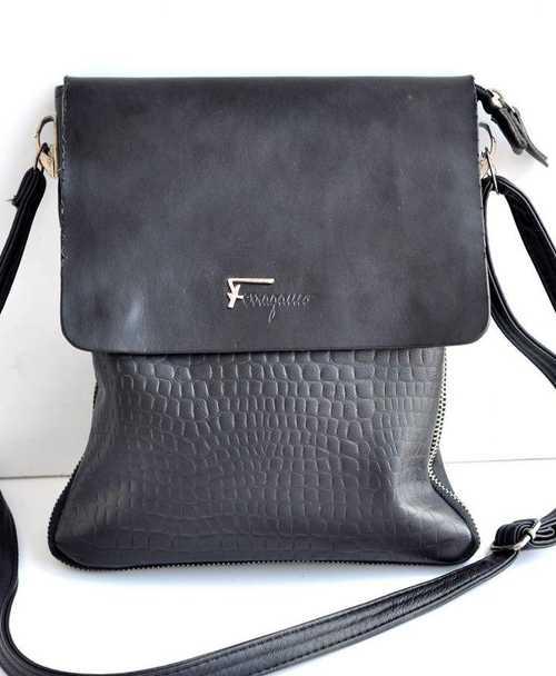 Сумка мужская "Ferragamo" натуральная кожа