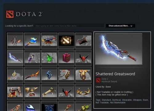 Продам Shattered Greatsword из Dota 2