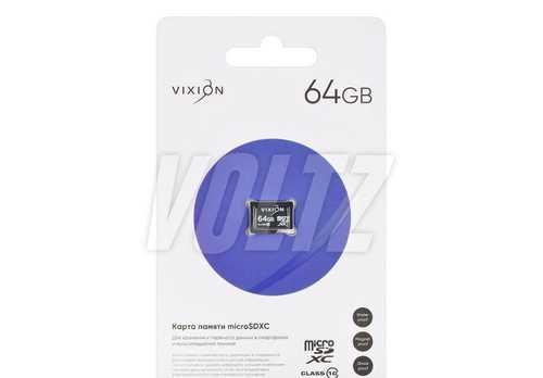 Карта памяти MicroSD 64GB vixion Class 10 без ада