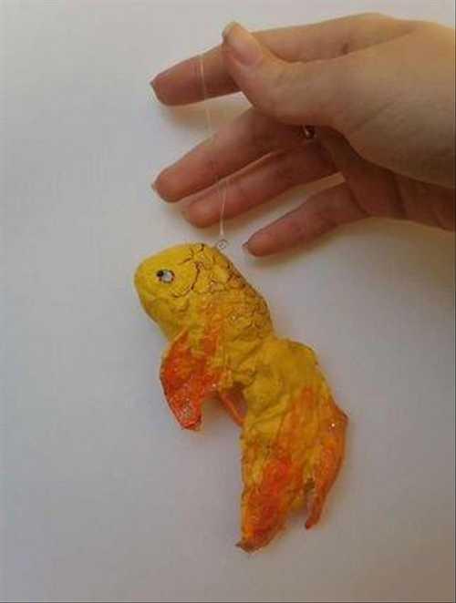 Ватныя ёлочная игрушка "Золотая рыбка"