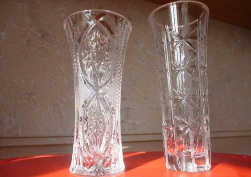 Подсвечник и вазы хрустальные, наборы стаканов