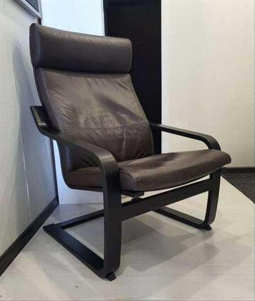 Кожанное кресло IKEA поэнг