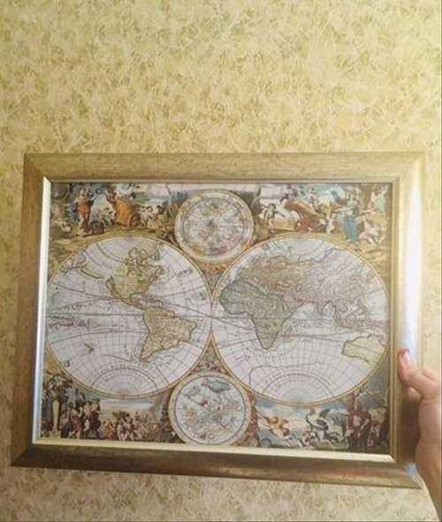 Картина в раме «Карта мира»