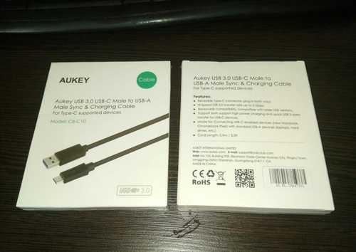 Aukey CB-C10 кабель USB 3.0 to USB-C ток 3А