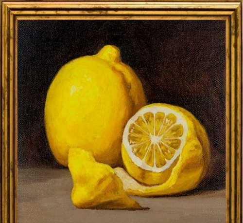 Картина маслом натюрморт с лимоном