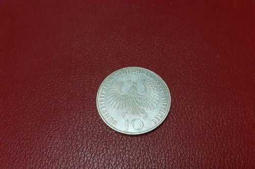 Монета фрг 10 марок 1972 года
